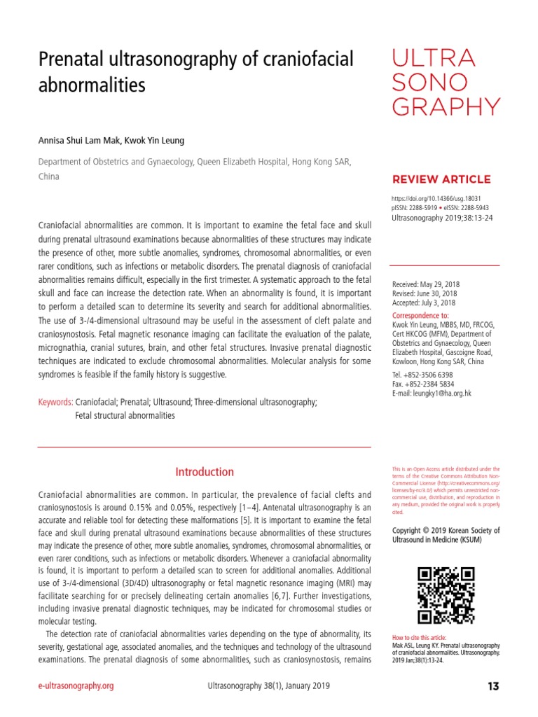 Craniofacial Abnormalities | PDF | Medical Ultrasound | Congenital Disorder