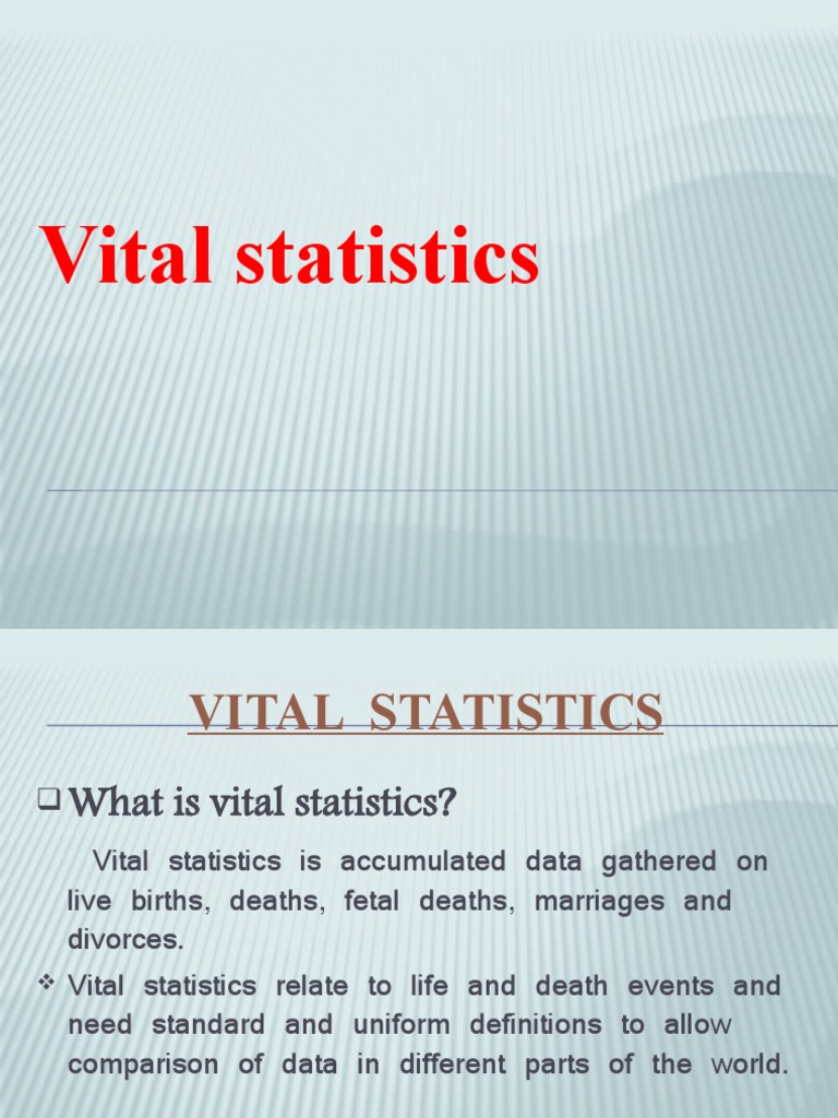 Vital Statistics | PDF | Prenatal Development | Maternal Death