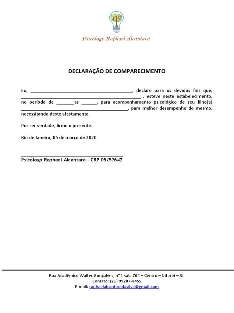 Modelo - Declaracao de Comparecimento | PDF