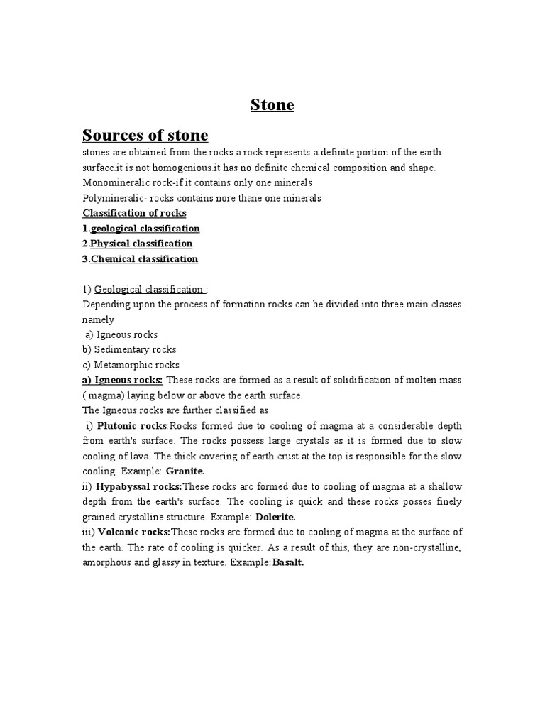 Stone Sources of Stone | PDF | Rock (Geology) | Igneous Rock