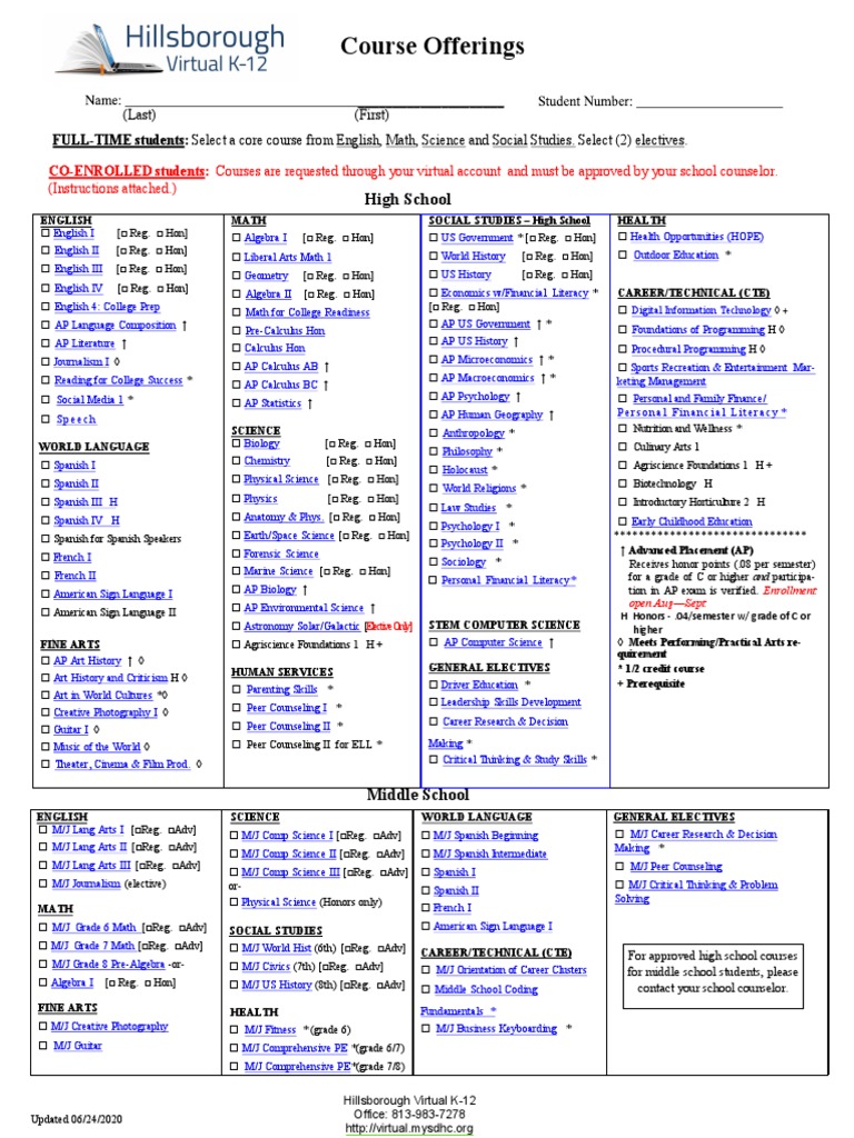 hvk12 Course Offerings 2020 21 | PDF | Advanced Placement | Science