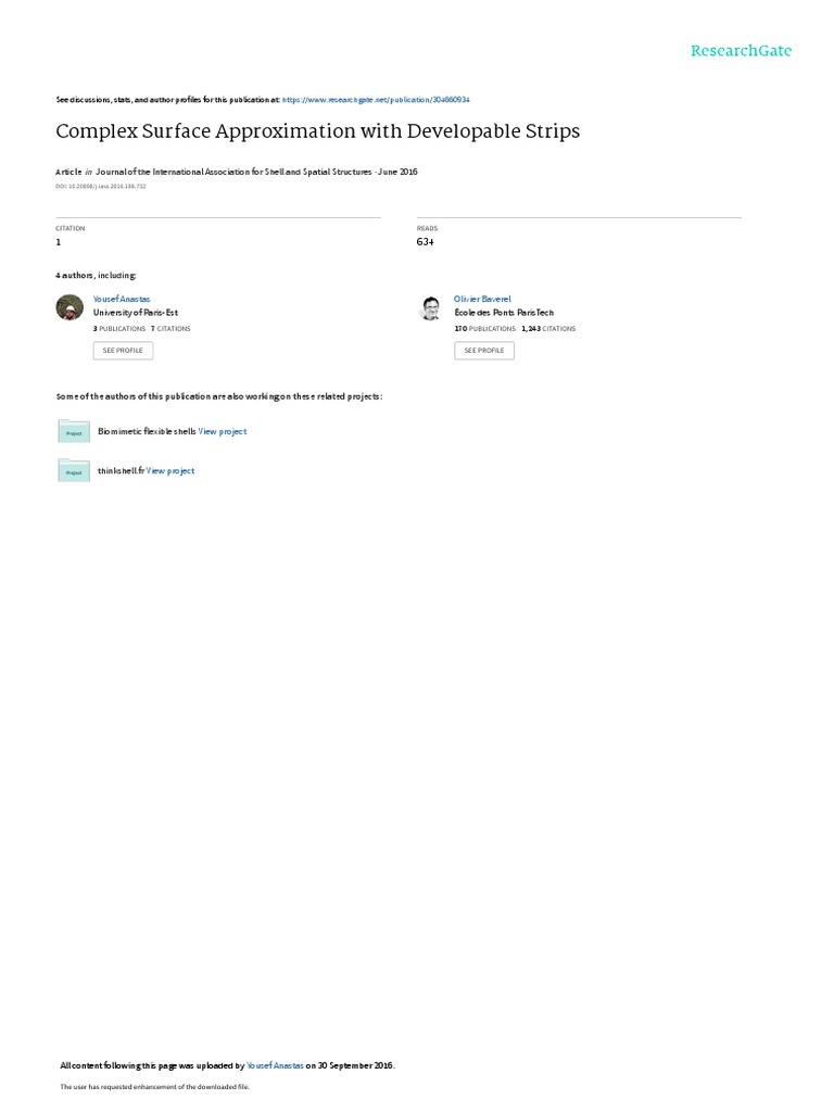 Complex Surface Approximation With Developable Strips | PDF | Curvature | Plane (Geometry)