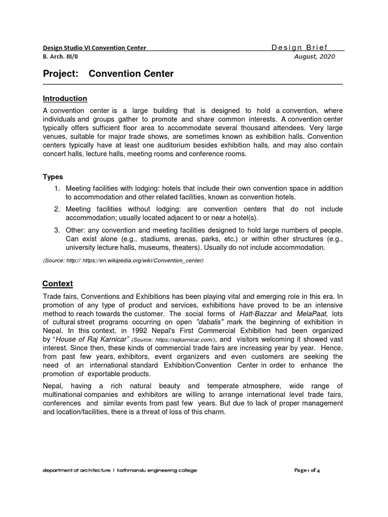 Design Brief - Convention Center 2020 PDF | PDF | Hotel | Design