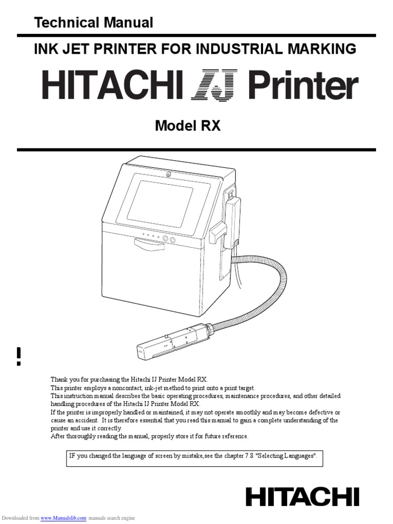 Hitachi Printer: Technical Manual Ink Jet Printer For Industrial ...