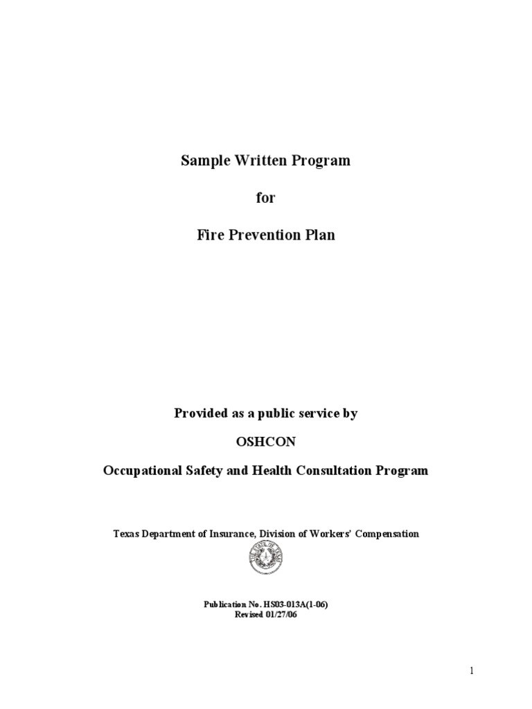 Fire Prevention Sample Plan OSHA | PDF | Fire Safety | Flammability