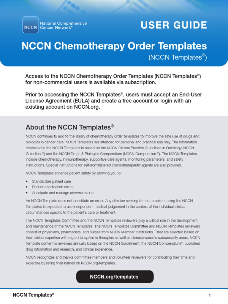 NCCN Chemotherapy Templates User Guide | PDF | Chemotherapy | Adverse ...