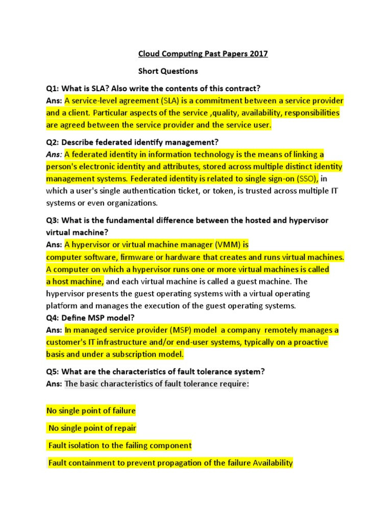 Cloud Computing Past Papers 2017 1 | PDF | Virtualization | Cloud Computing