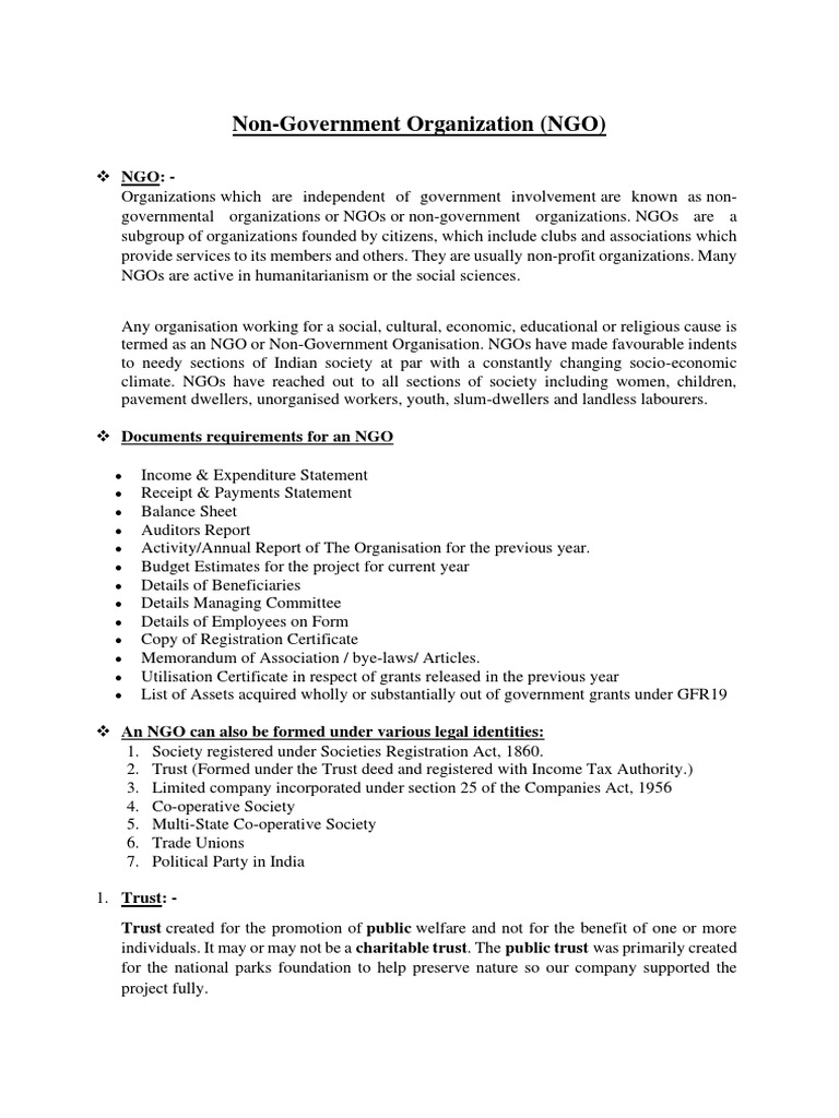 Non-Government Organization (NGO) | PDF | Charitable Organization ...