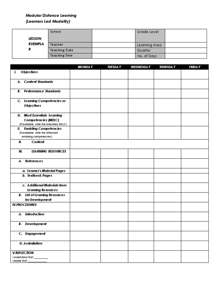 Blank - Lesson Exemplar 2020 | PDF