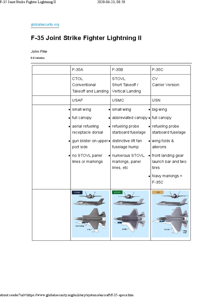 F-35 Joint Strike Fighter Lightning II | PDF | Lockheed Martin F 35 ...