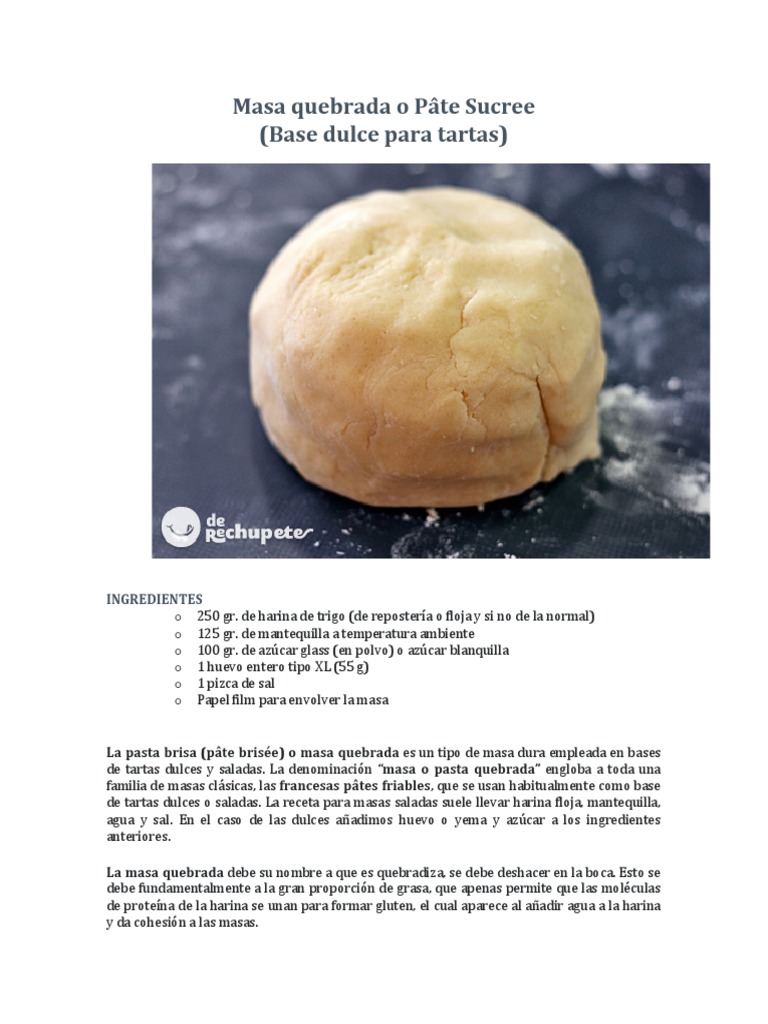Masa Quebrada | PDF | Mantequilla | Alimentos
