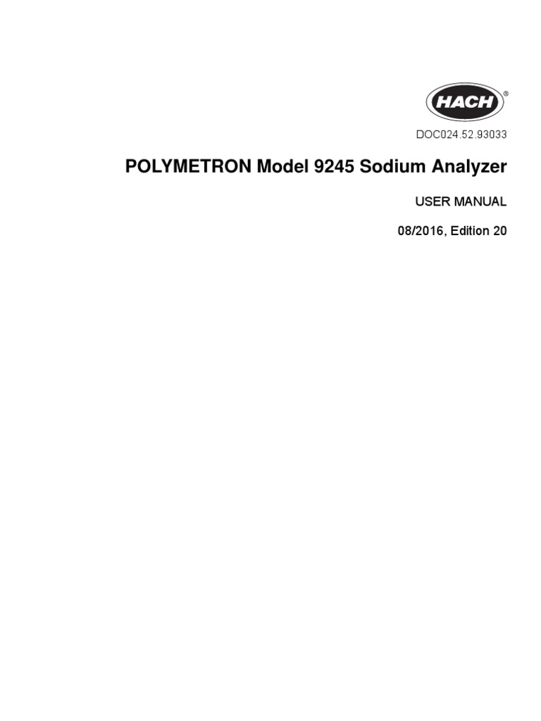 Polymetron MODEL 9245 - SODIUM ANALYZER | PDF | Nature