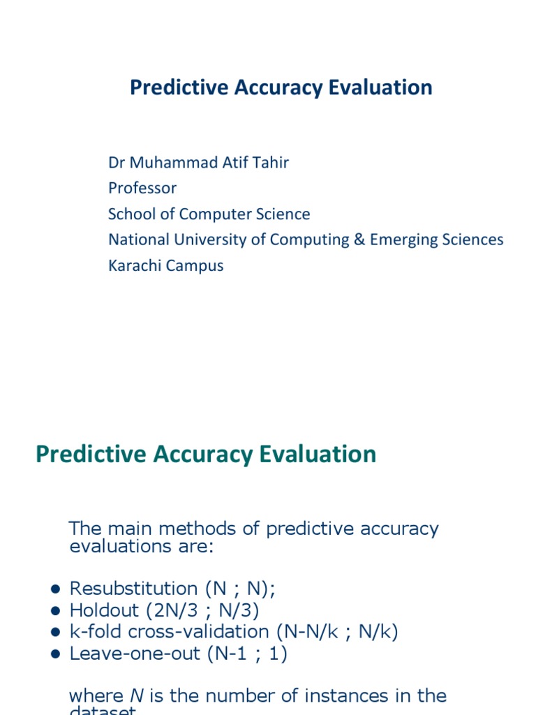 Predictive Accuracy Evaluation | PDF | Cross Validation (Statistics) | Resampling (Statistics)