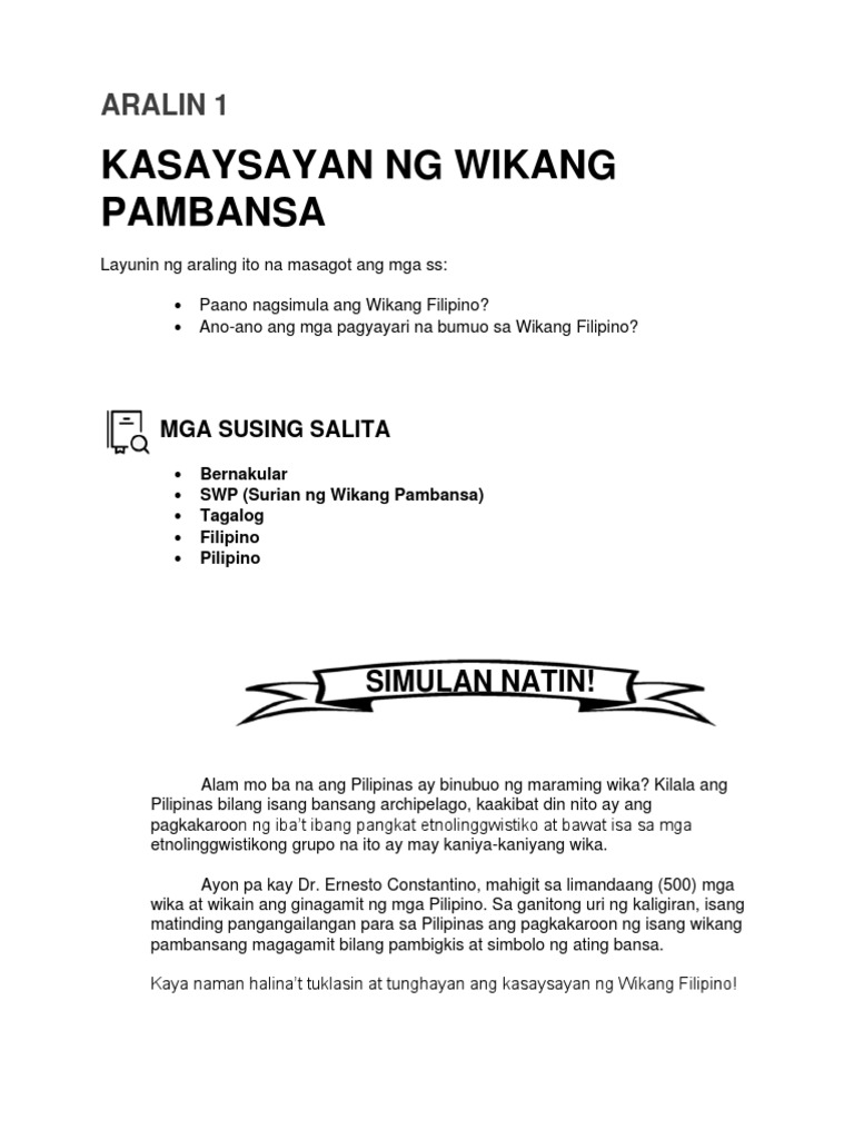 Kasaysayan NG Wikang Pambasa | PDF