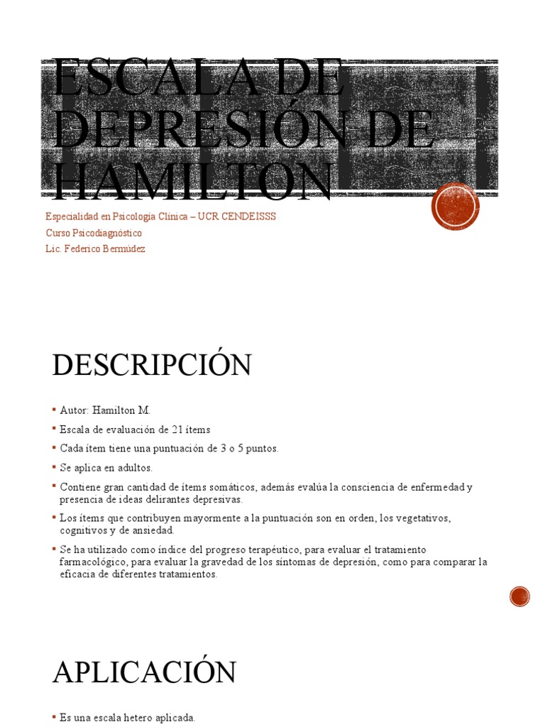 Escala de Depresión de Hamilton | PDF