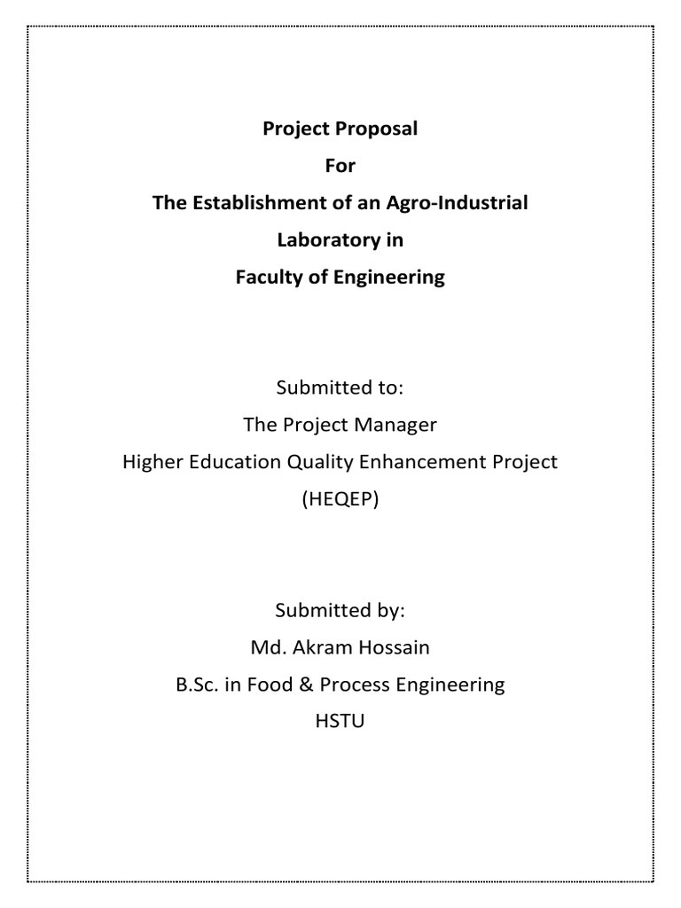 Project Proposal For The Establishment of An Agro-Industrial Laboratory ...
