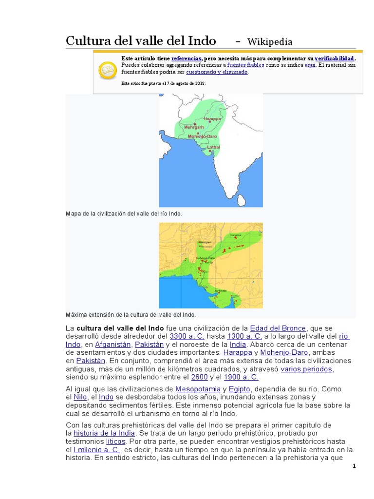 2 - CULTURA DEL VALLE DEL INDO (Wikipedia) | PDF | Arqueología ...