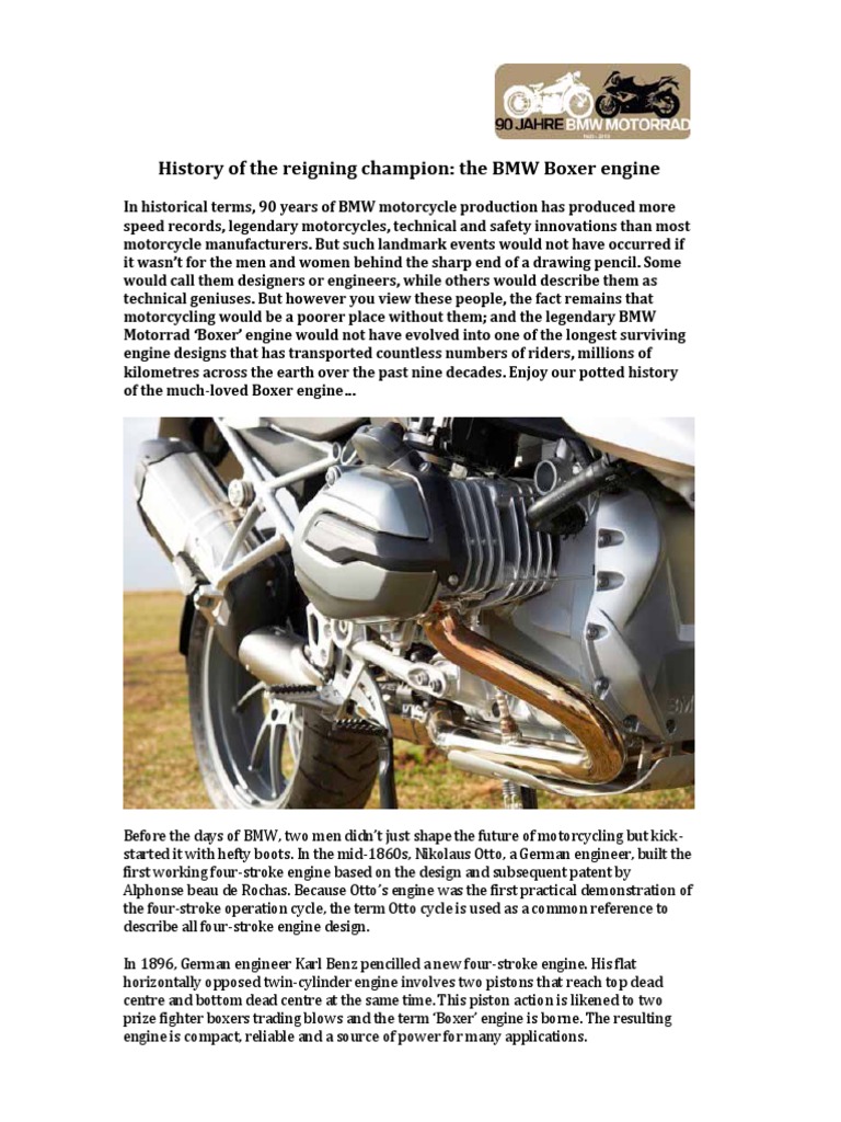 History of The Reigning Champion: The BMW Boxer Engine | PDF ...