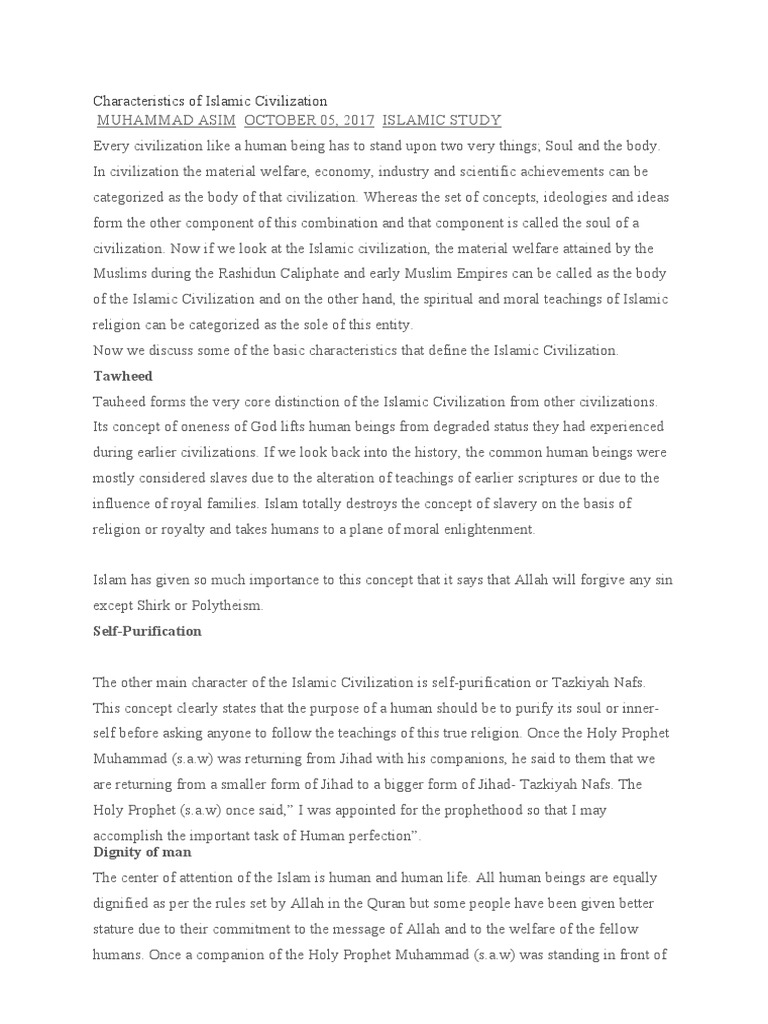 Characteristics of Islamic Civilization | PDF | Prophets And Messengers ...