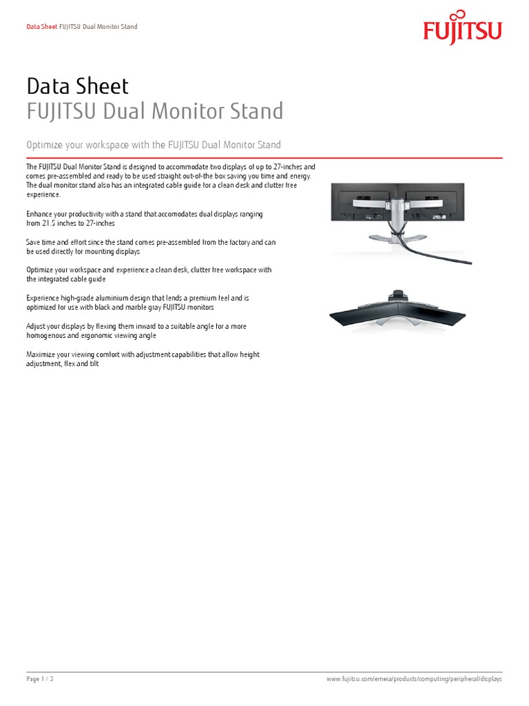 FUJITSU Dual Monitor Stand: Data Sheet | PDF | Computer Monitor | Copyright
