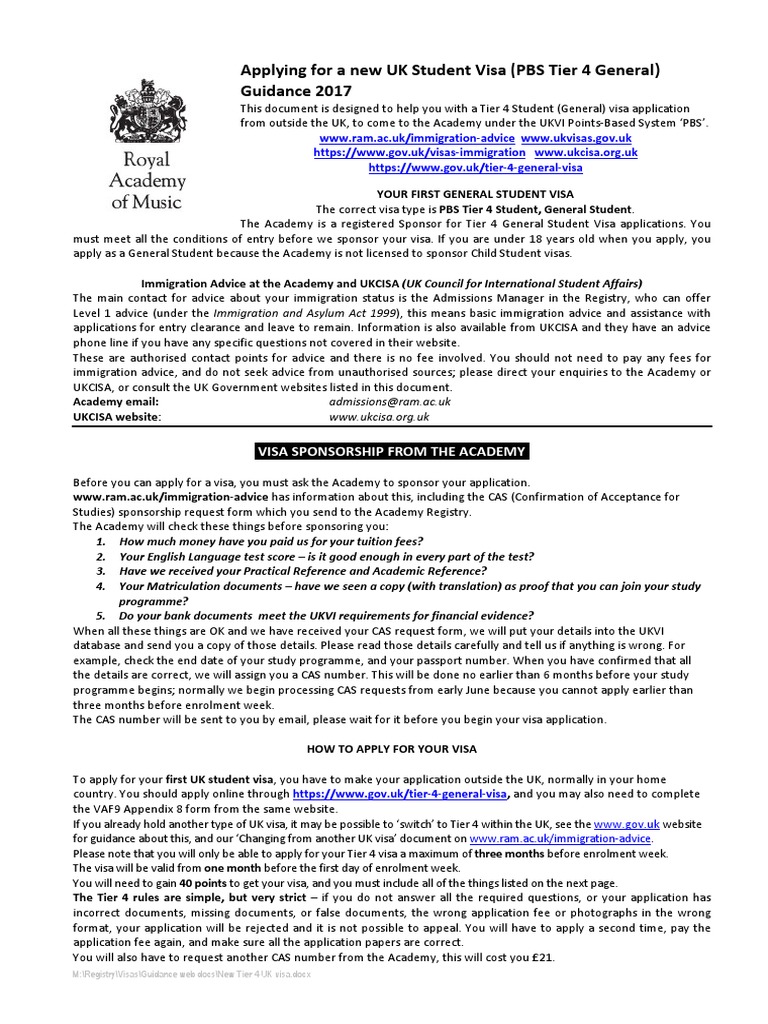 UK Tier 4 Student Visa Application Guide | PDF | Travel Visa | Academic ...