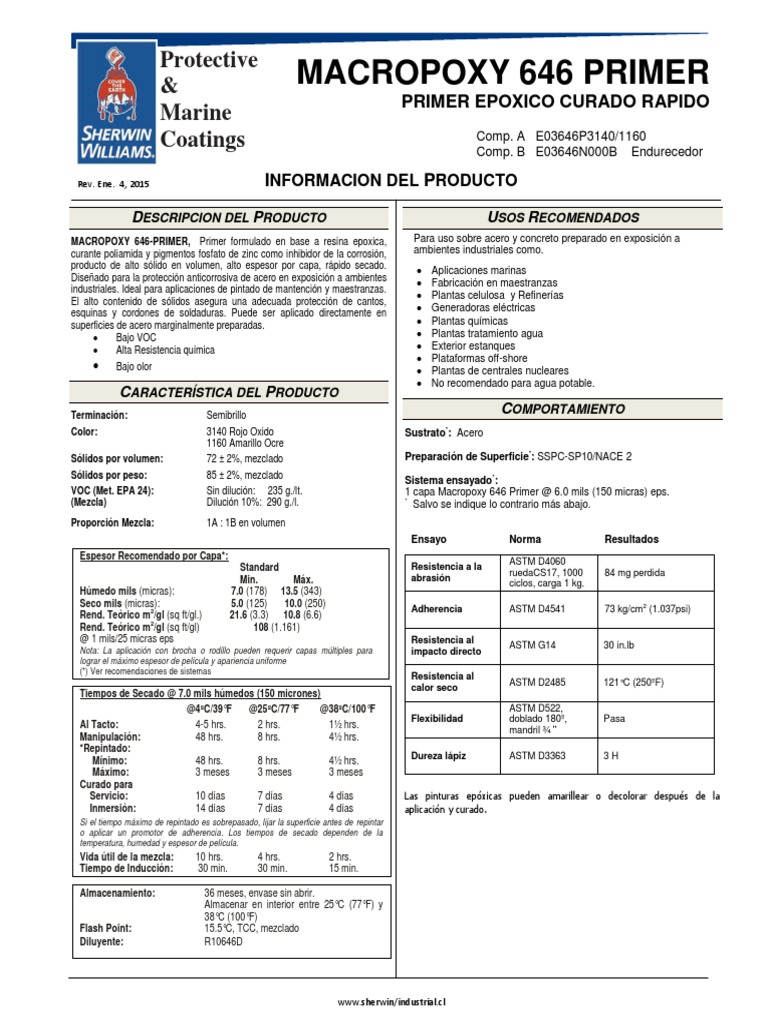 Macropoxy 646 Primer | PDF | Pintar | Humedad relativa