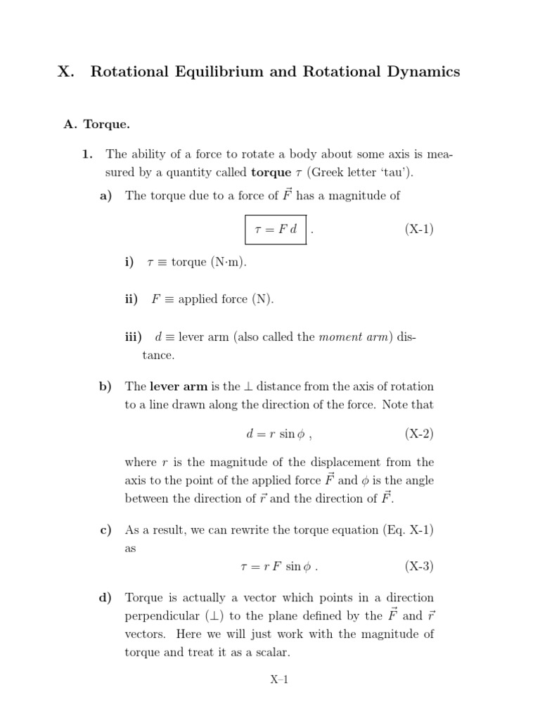 X. Rotational Equilibrium and Rotational Dynamics | PDF | Torque ...