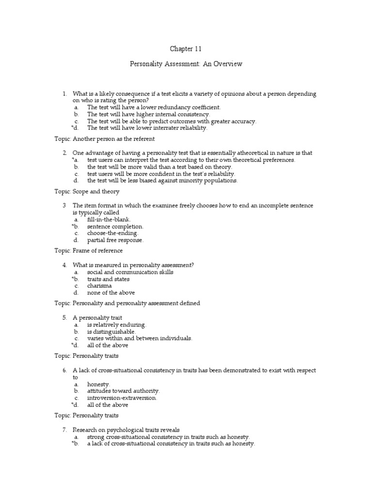 11 - Personality Assessment (Overview) | PDF | Validity (Statistics ...