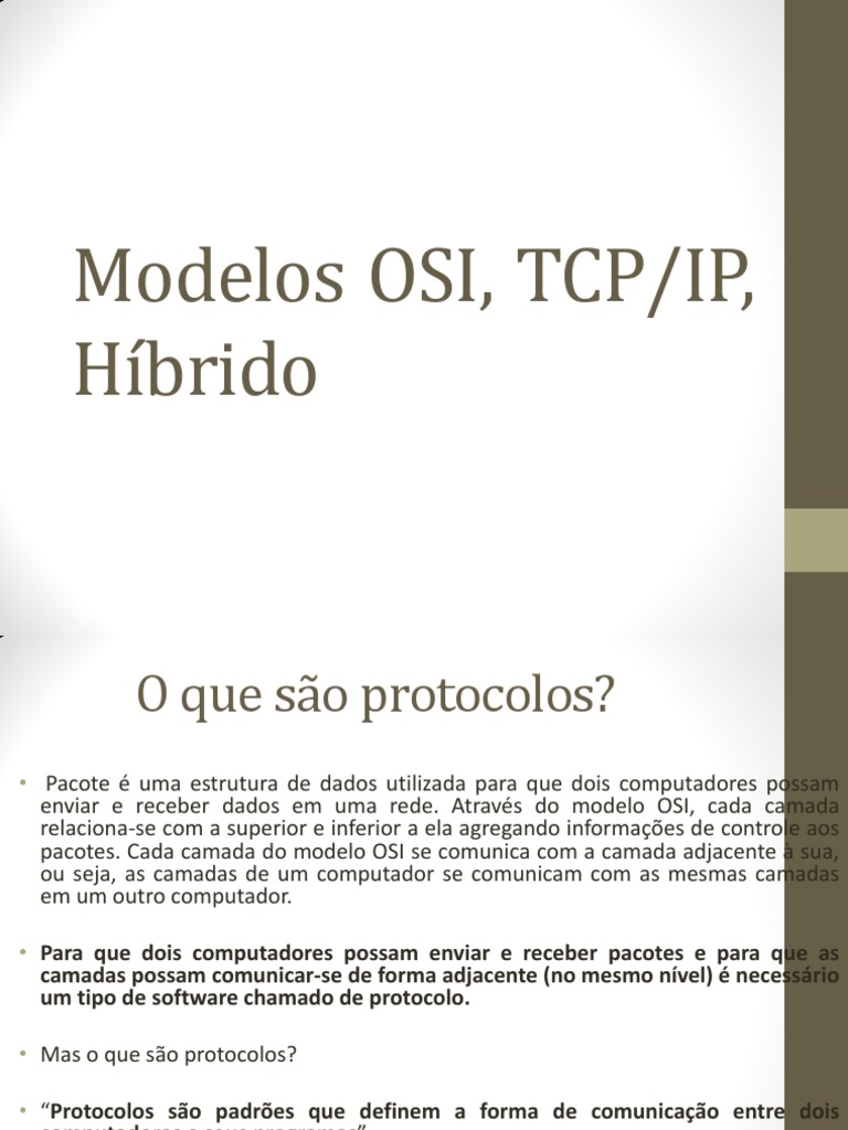 Modelos OSI TCP Híbrido | PDF | Suíte de protocolo de internet | Modelo OSI