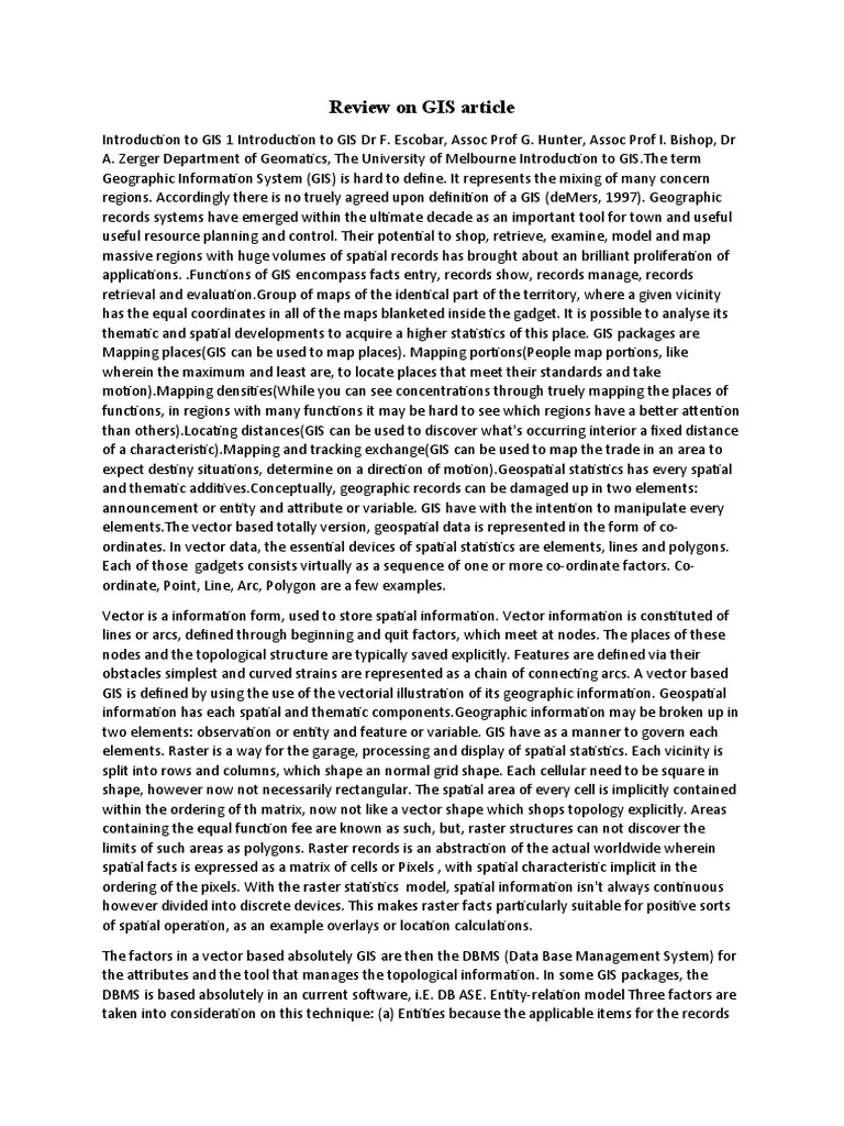 GIS Article Review | PDF | Geographic Information System | Relational Database