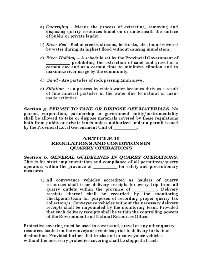 Quarrying - Means The Process of Extracting, Removing and | PDF