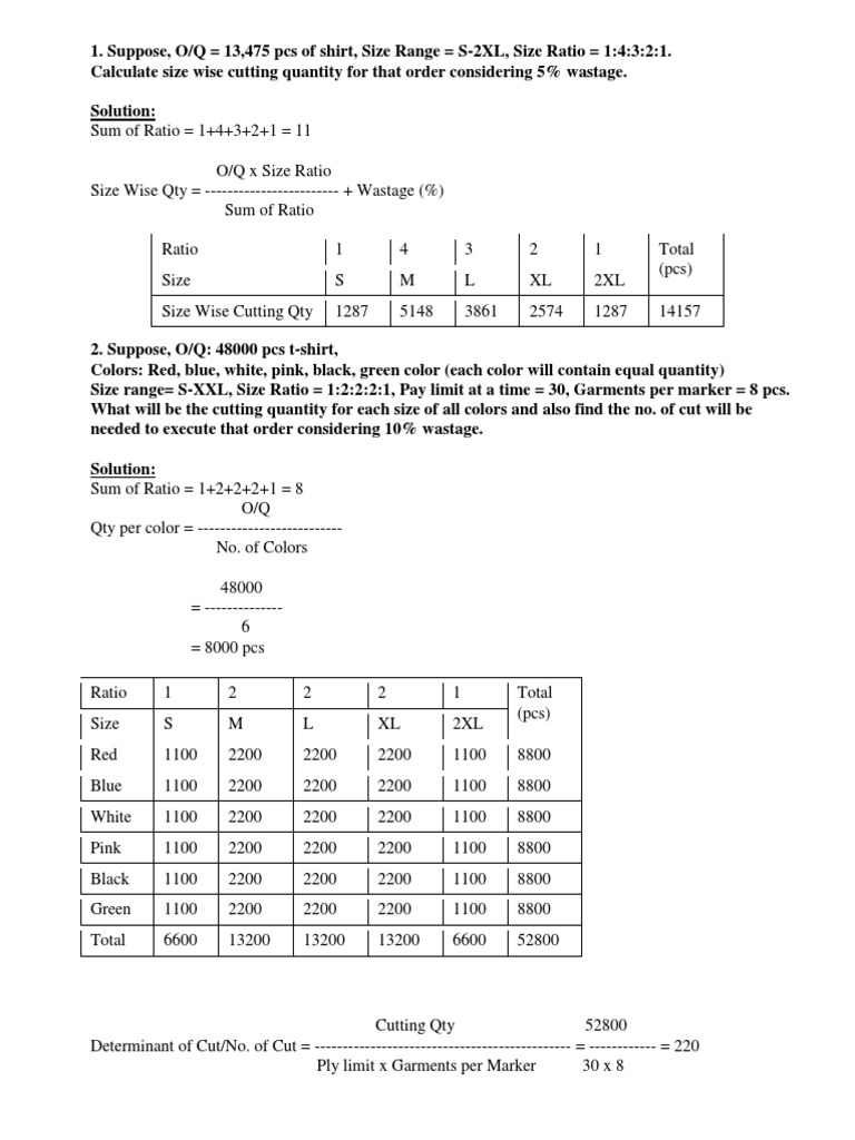 Math-Cut Order Planning | PDF | Ratio | Color