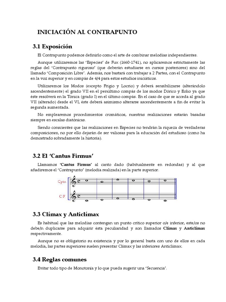 Iniciacion Contrapunto | PDF | Intervalo (música) | Teoría musical