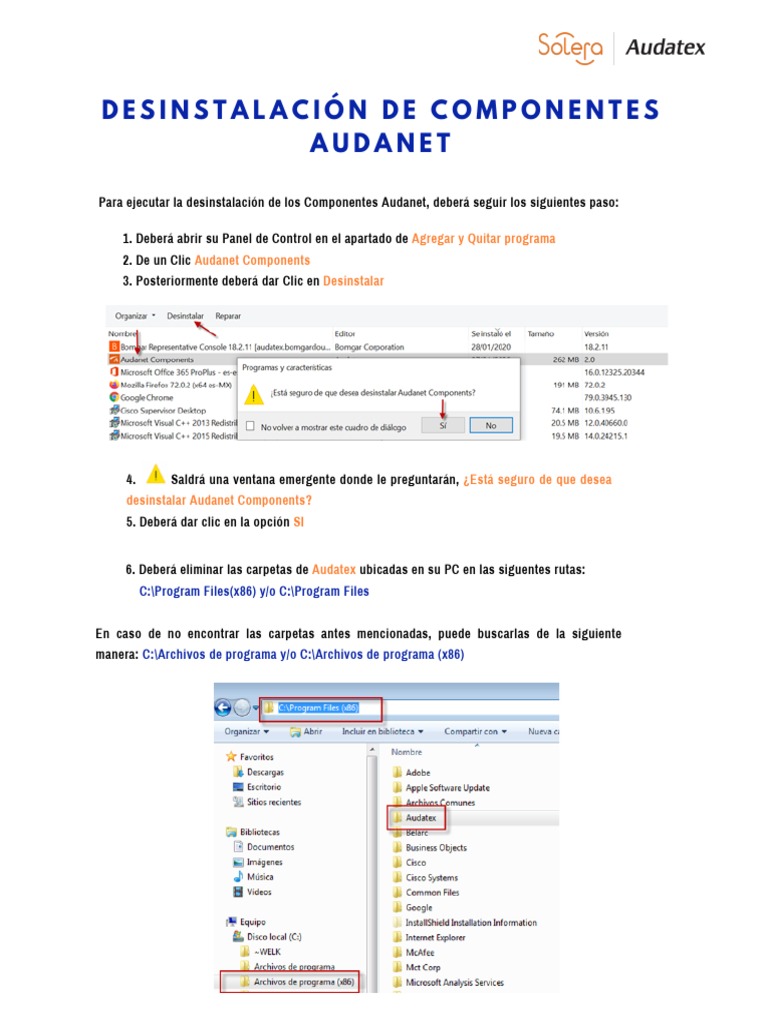 AUDATEX Guía-de-Desinstalación-de-componentes | PDF