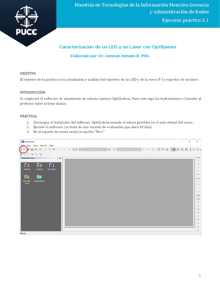 Caracterización de LED y Láser en OptiSystem | PDF | Densidad espectral | Diodo emisor de luz