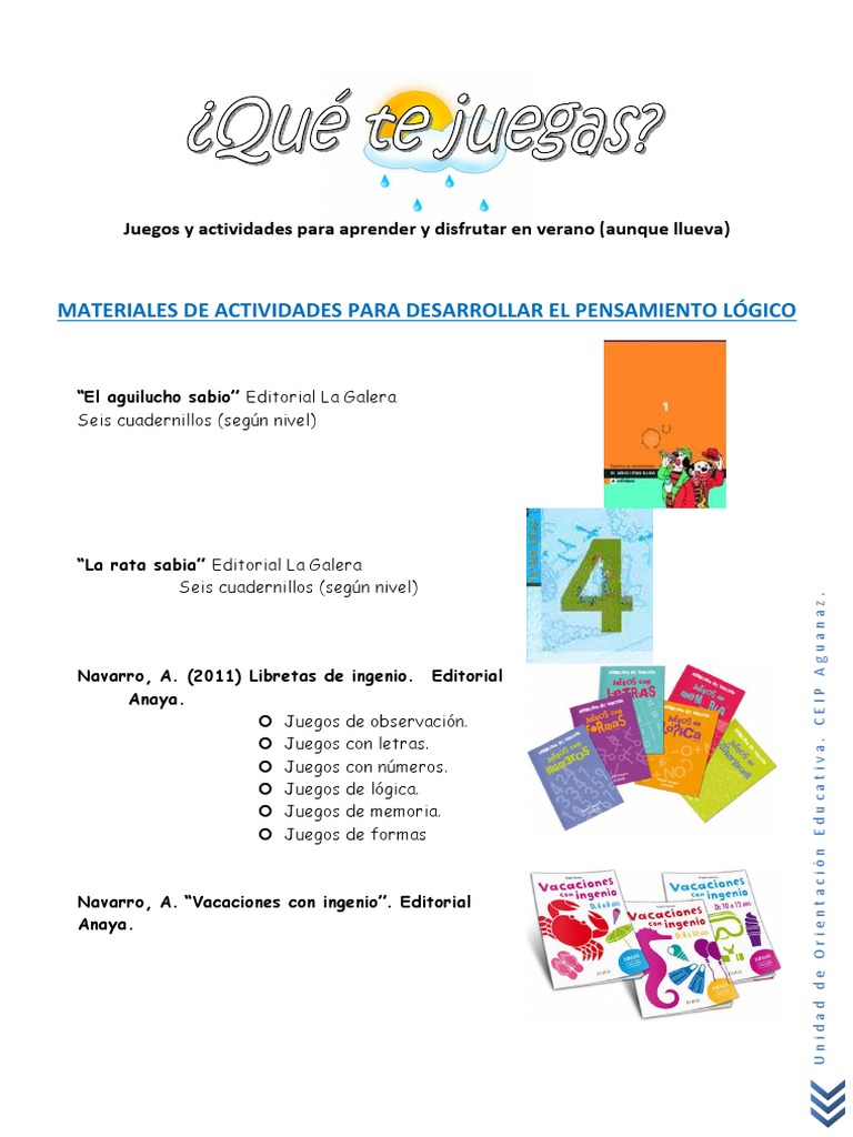 Juegos para Verano Segundo y Tercer Ciclo | PDF | Juego de azar | Ocio