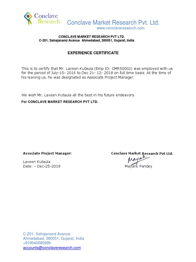 Expereince Letter | PDF