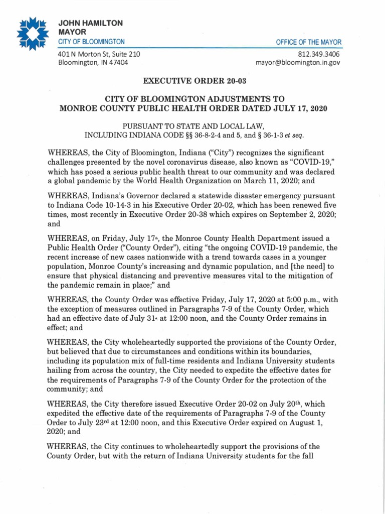 Executive Order 20-03-0 | PDF | Executive Order | Public Health