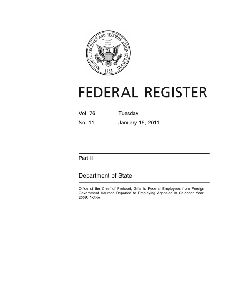 Gifts To Federal Employees From Foreign Government Sources - 2009 ...