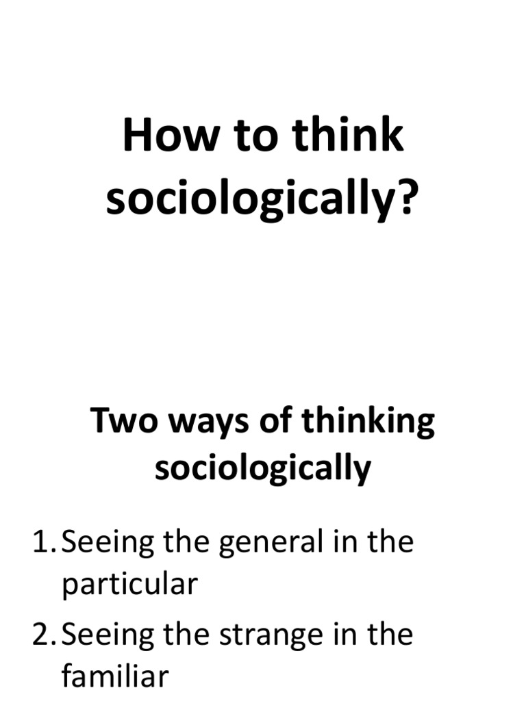 How To Think Sociologically Pdf