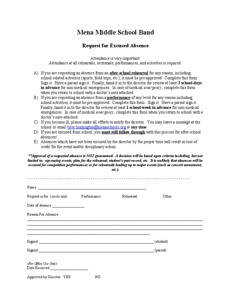 Request For Excused Absence | Download Free PDF | Business