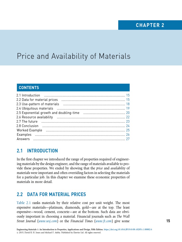 Chapter 2 - Price and Availability of Materials - 2019 - Engineering ...