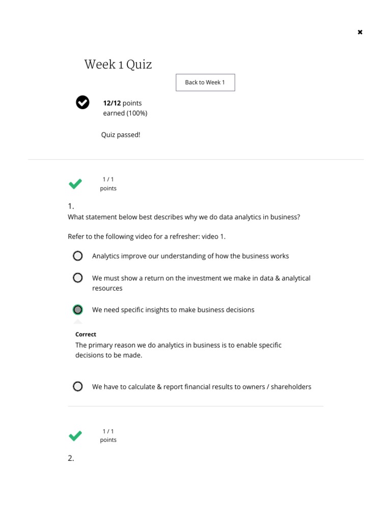 C1 Week 1 Quiz | PDF | Analytics | Economies
