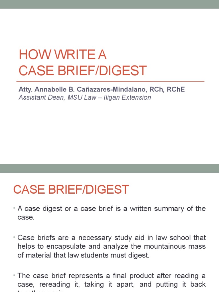 How To Digest Cases | PDF | Brief (Law) | Judgment (Law)