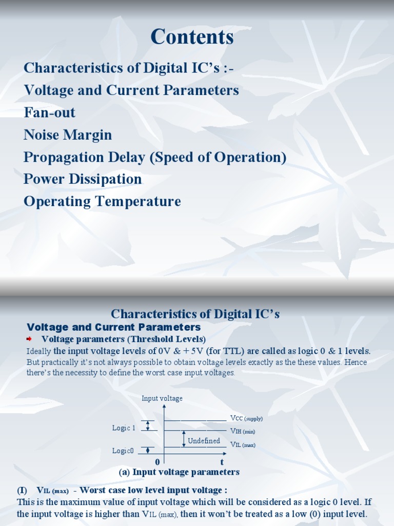 Characteristics of Digital IC's:-Voltage and Current Parameters Fan-Out ...