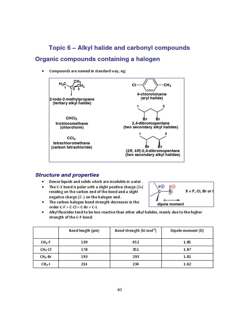 Topic 6 - Alkyl Halide and Carbonyl Compounds Organic Compounds ...