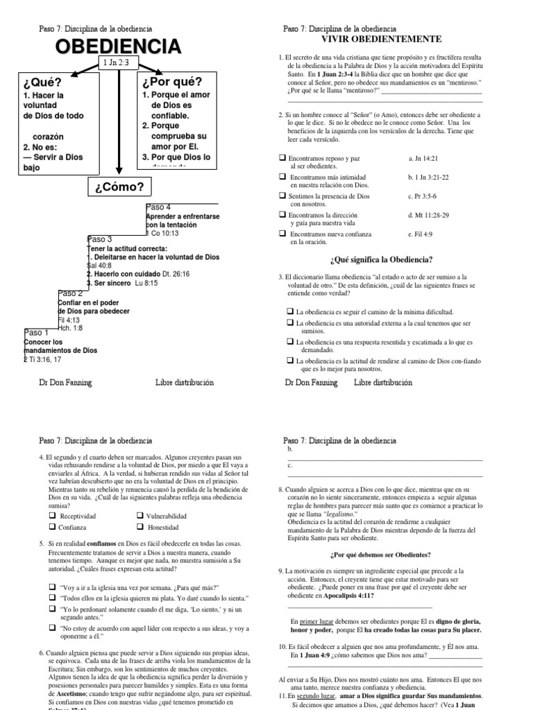 Paso 7 Disciplina de La Obediencia | PDF | Obediencia (comportamiento ...