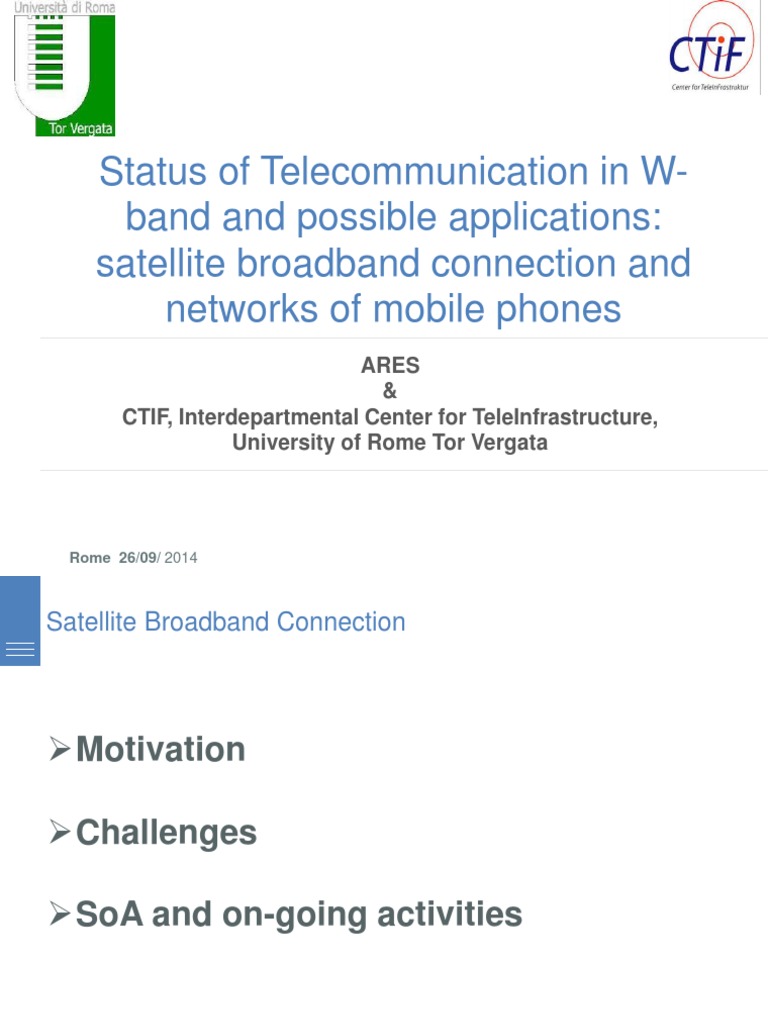 Status of Telecommunication in W-Band and Possible Applications ...