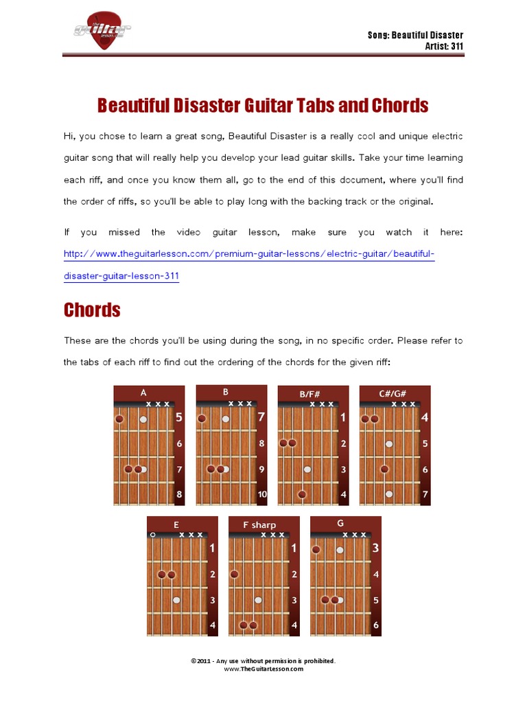 Beautiful Disaster 311 Tabs | PDF | Musical Compositions | Musicology