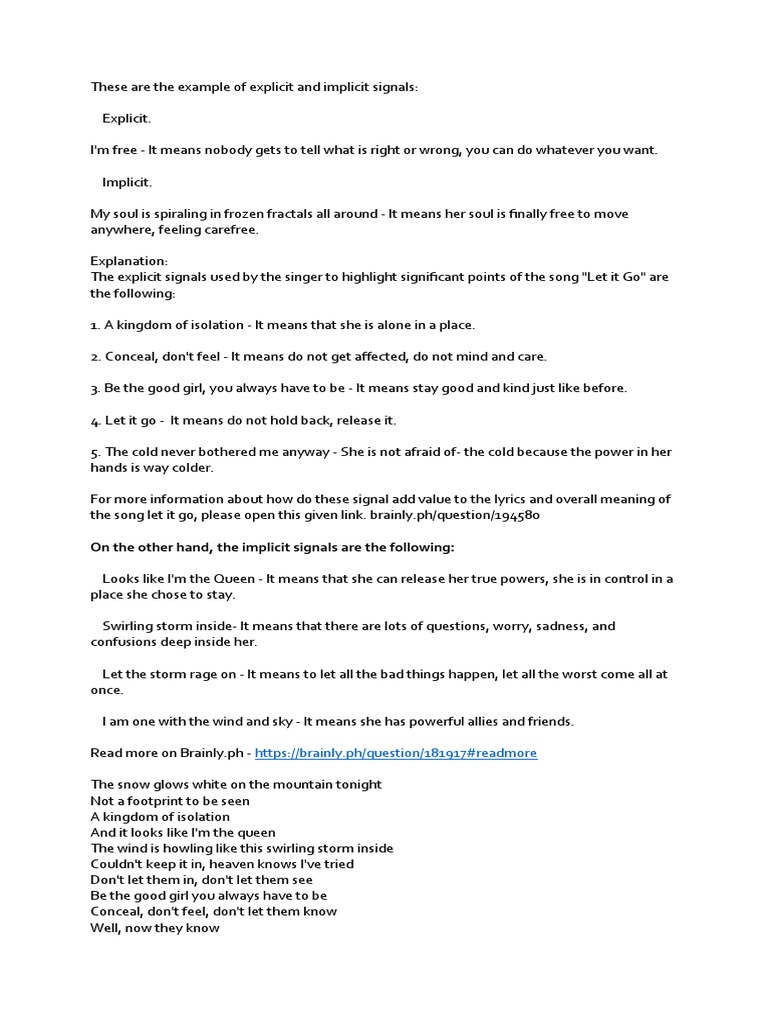 These Are The Example of Explicit and Implicit Signals | PDF